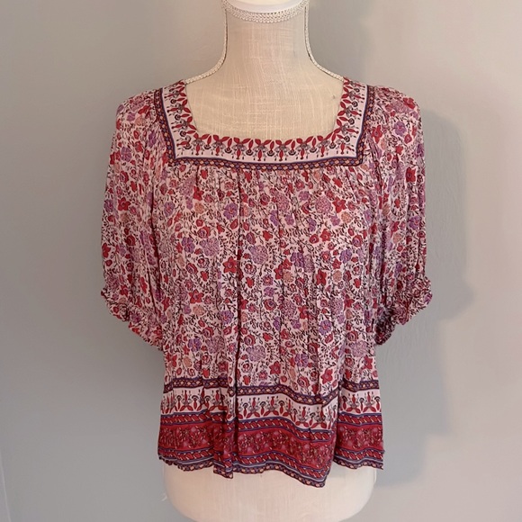 Knox Rose | Tops | Knox Rose Boho Blouse Xs Red Multi | Poshmark